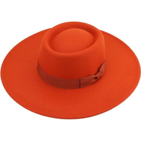 Accessories | Big Wide Brim Women Fedora Hat Ovalorange | Poshmark